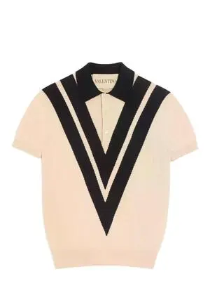 Valentino Garavani Cotton Polo With Inlaid V - Neutrals