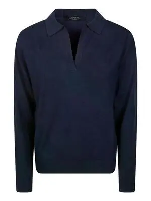 Max Mara Polo V-neck Top - Blue