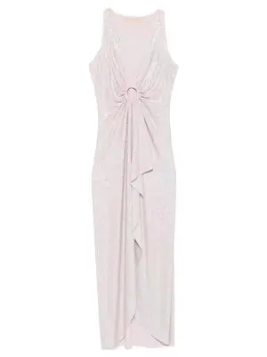TWENTY FOURHAITCH Ring-detail Draped Maxi Dress - Pink