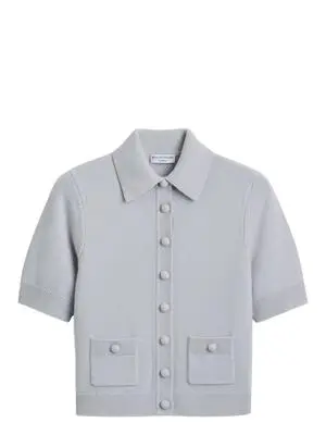Scanlan Theodore Cashmere Short Sleeve Cardigan - Cloud