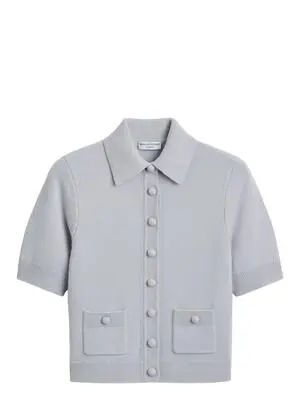 Scanlan Theodore Cashmere Short Sleeve Cardigan - Cloud