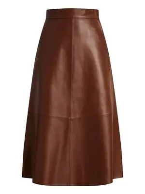Scanlan Theodore Leather Long Skirt Tan