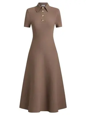 Scanlan Theodore Crepe Knit Shirt Dress - Whiskey