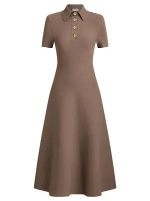 Scanlan Theodore Crepe Knit Poppy Shirt Dress - Whiskey