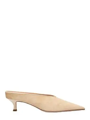 Scanlan Theodore Suede Slides With Kitten Heel - Camel