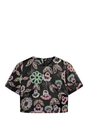 Scanlan Theodore Printed Satin Short Sleeve Top - Multi