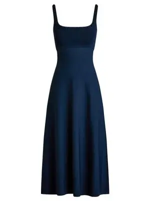 Scanlan Theodore Crepe Knit Daisy Neck Dress - Navy