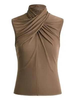 Scanlan Theodore Mesh Turban Sleeveless Top Camel
