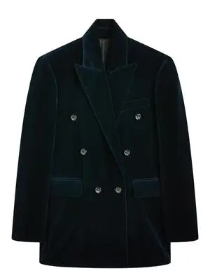 Scanlan Theodore Velvet Double Breasted Jacket - Navy