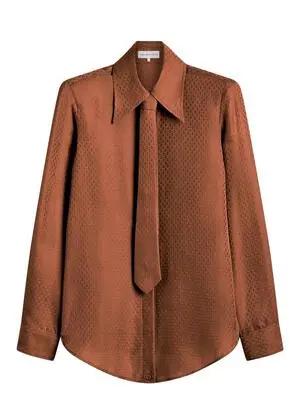 Scanlan Theodore Silk Chain Jacquard Tie Shirt - Spice