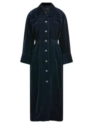 Scanlan Theodore Italian Velvet Cotton Long-sleeved Dress - Navy