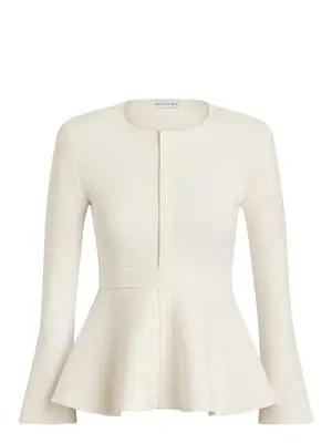 Scanlan Theodore Scanlan Theodore Crepe Knit Ruffle Jacket Cream