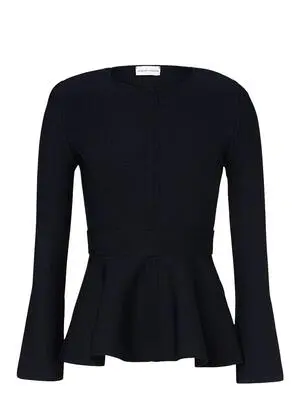 Scanlan Theodore Crepe Knit Ruffle Jacket - Navy