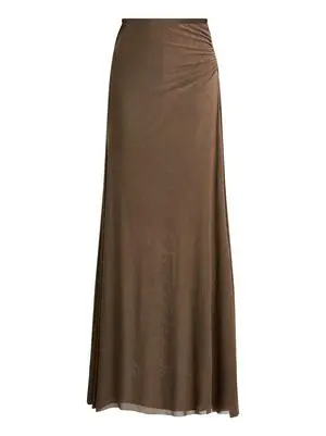 Scanlan Theodore Mesh Draped Maxi Skirt - Camel
