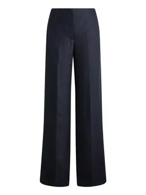 Scanlan Theodore Linen Straight-leg Trousers - Navy