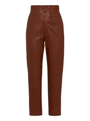 Scanlan Theodore Leather Slim Crop Trousers Tan