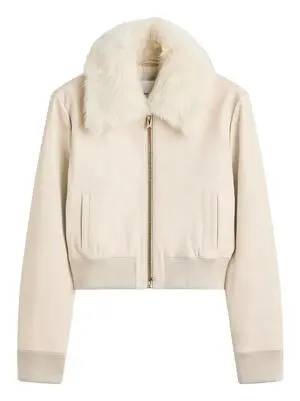 Scanlan Theodore Toscana Collar Leather Bomber - Bone