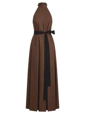 Scanlan Theodore Parachute Cotton Pleat A-line Dress - Cocoa
