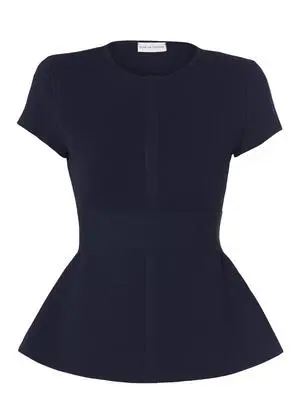 Scanlan Theodore Crepe Knit Short Sleeve Jacket Navy
