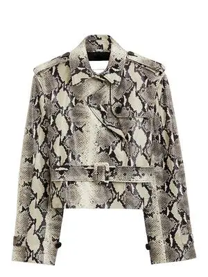 Scanlan Theodore Leather Reptile Cropped Trench Stone