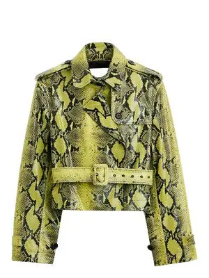 Scanlan Theodore Leather Reptile Cropped Trench Vert