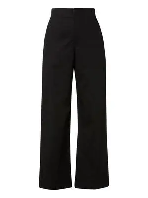 Scanlan Theodore Sateen Cropped Wide Leg Trousers Black