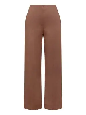 Scanlan Theodore Sateen Cropped Wide Leg Trousers - Mocha