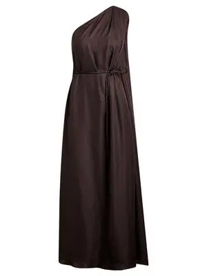 Scanlan Theodore Silk Jacquard One-shoulder Dress - Espresso