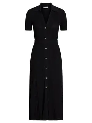 Scanlan Theodore Pleated Rib Placket Dress - Black