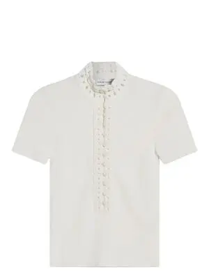 Scanlan Theodore Crepe Knit Daisy Short Sleeve Top - Cream