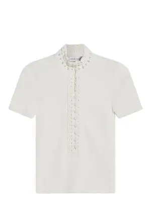 Scanlan Theodore Scanlan Theodore Crepe Knit Daisy Short Sleeve Top Cream