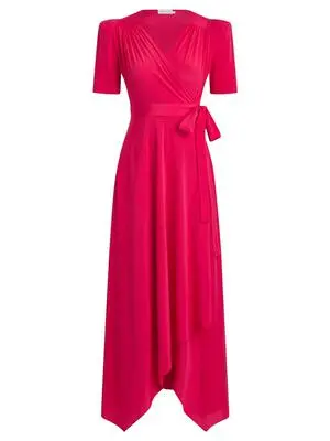 Scanlan Theodore Silk Gather Sleeve Dress - Raspberry