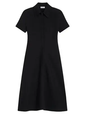 Scanlan Theodore Crepe Knit Zip Shirt Dress Black