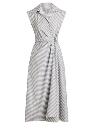 Scanlan Theodore Stripe Cotton Wrap Dress - Grey