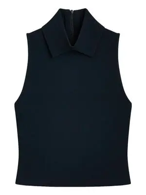 Scanlan Theodore Crepe Knit Sleeveless Top - Navy