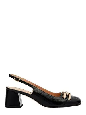SCANLAN THEODORE Scanlan Theodore Gold Trim Slingback Block Heel