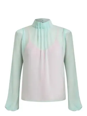 Scanlan Theodore Silk Gathered Sleeve Blouse - Mint.pink