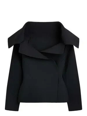 Scanlan Theodore Crepe Knit Open Collar Jacket - Black