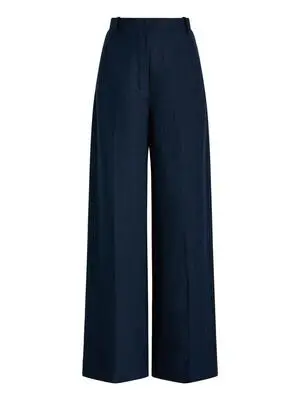 Scanlan Theodore Linen Drape Leg Trouser - Navy