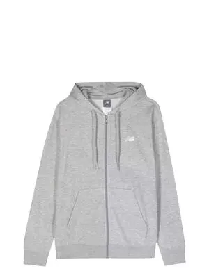 NEW BALANCE Logo-embroidered Zip-up Hoodie - Grey
