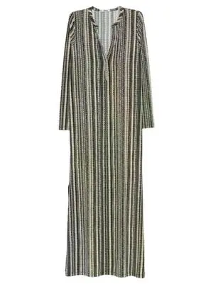 SIYU Striped V-neck Maxi Dress - Grey