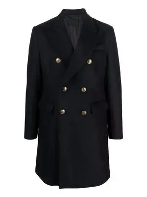 Prada Double-breasted Peak-lapel Coat - Blue
