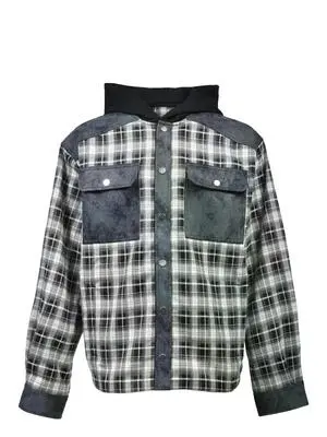BREATH Hooded Check Shirt - Black