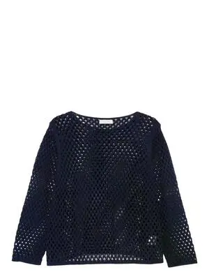 INTRECCI Open Knit Long Sleeve Sweater - Blue