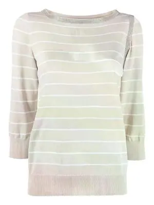 Fabiana Filippi Stripe-print Cotton Jumper - Grey