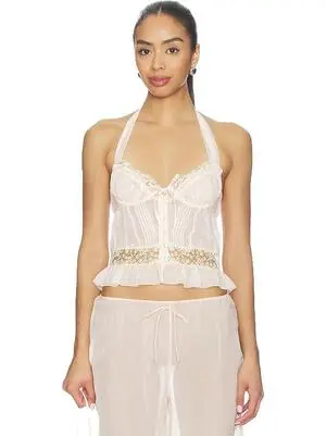 For Love & Lemons Gilded Lace Bustier - Natural