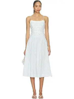For Love & Lemons Georgia Gingham Midi Dress - Blue