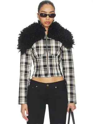 Lado Bokuchava LADO BOKUCHAVA Moriyama Cropped Jacket Checked Black
