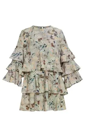 Munthe Floral Print Mini Dress - Neutrals