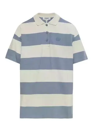 Munthe Striped Polo Top With Embroidery - Blue